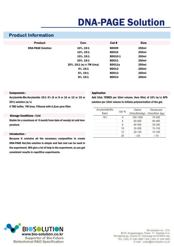 [BD014] DNA-PAGE 8% (19:1) ULTRA PURE – All product one day service ...