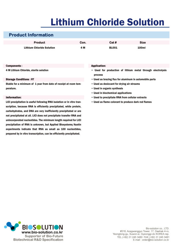 [BL001] 4M Lithium Chloride Solution – Fast & Reliable – One-Day ...