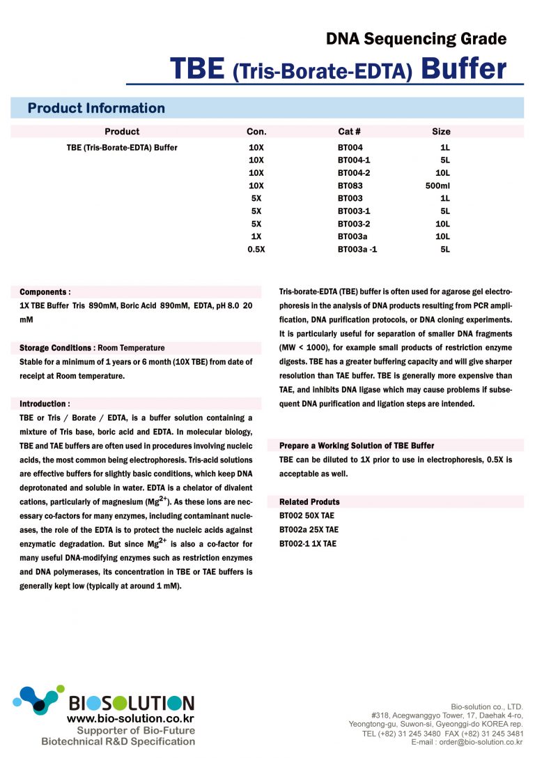 [BT004] 10X TBE Buffer – DNA Sequencing Grade – Fast & Reliable – One ...