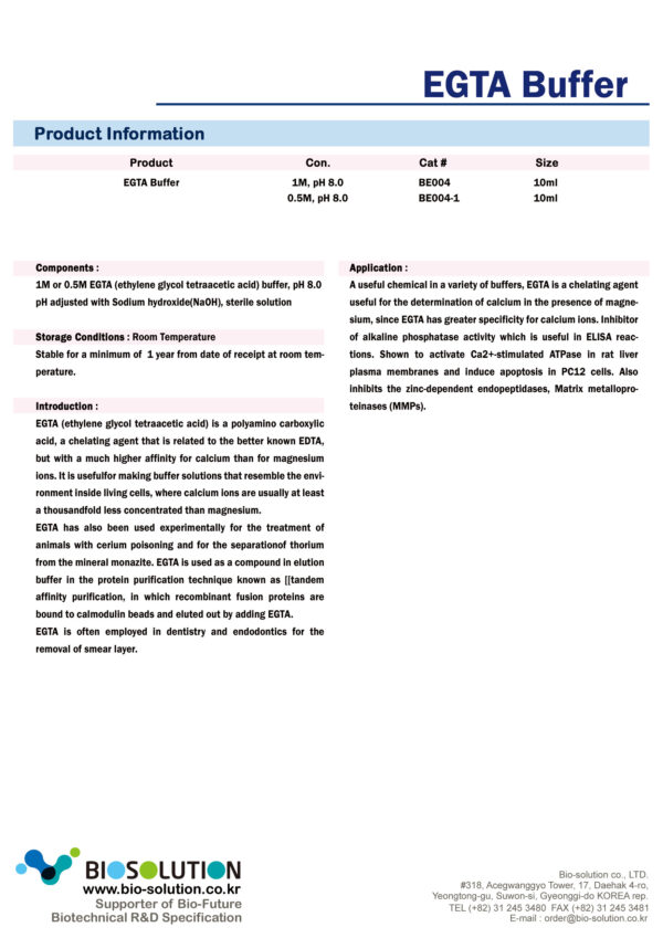 [BE004-1] 0.5M EGTA, pH 8.0 – Fast & Reliable – One-Day Service for All ...